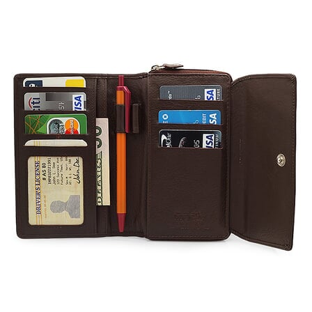 Premium Leather Snap Closing Zipper Wallet For Women - Executive Gift ...