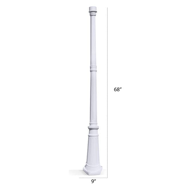 Outdoor Lamp Post - 68" Cast Aluminum White Pole