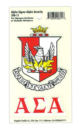 Alpha Sigma Alpha Crest - Shield Decals SALE $4.95. - Greek Gear®
