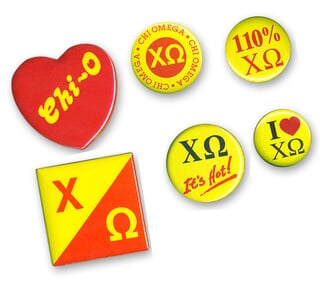 Chi Omega Color Crest - Shield Button SALE $2.25. - Greek Gear®