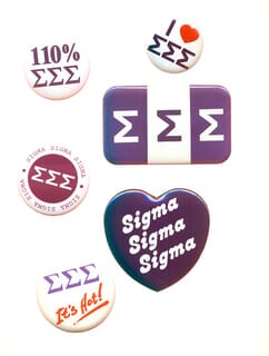 Sigma Sigma Sigma Script Button SALE $2.25. - Greek Gear®