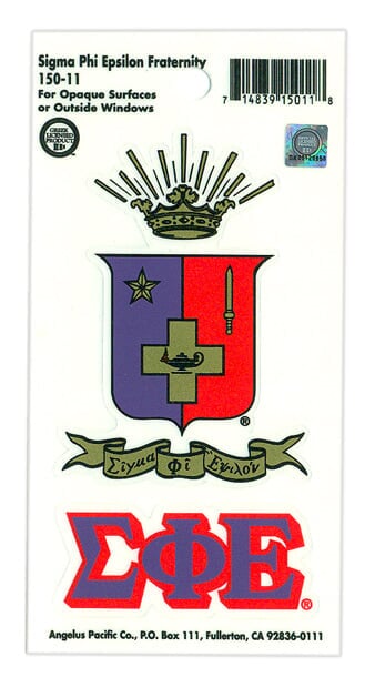 Sigma Phi Epsilon Crest - Shield Decal SALE $4.95. - Greek Gear®