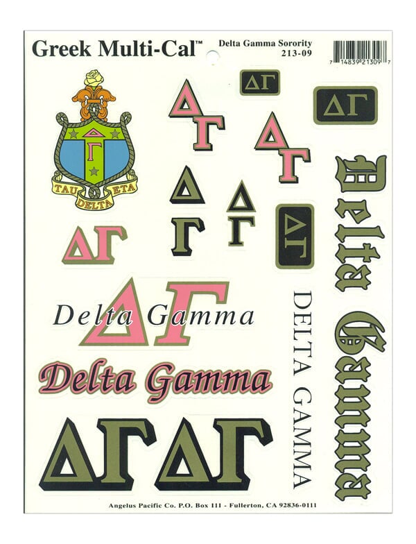 Delta Gamma Multi Greek Decal Sheet SALE $10.95. - Greek Gear®