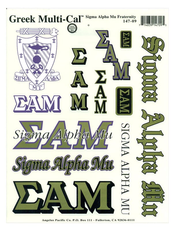Sigma Alpha Mu Multi Greek Decal Sticker Sheet SALE $15.99. - Greek Gear®