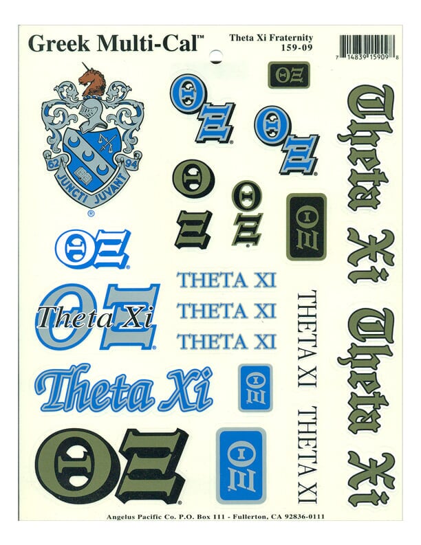 Theta Xi Multi Greek Decal Sticker Sheet SALE $15.99. - Greek Gear®