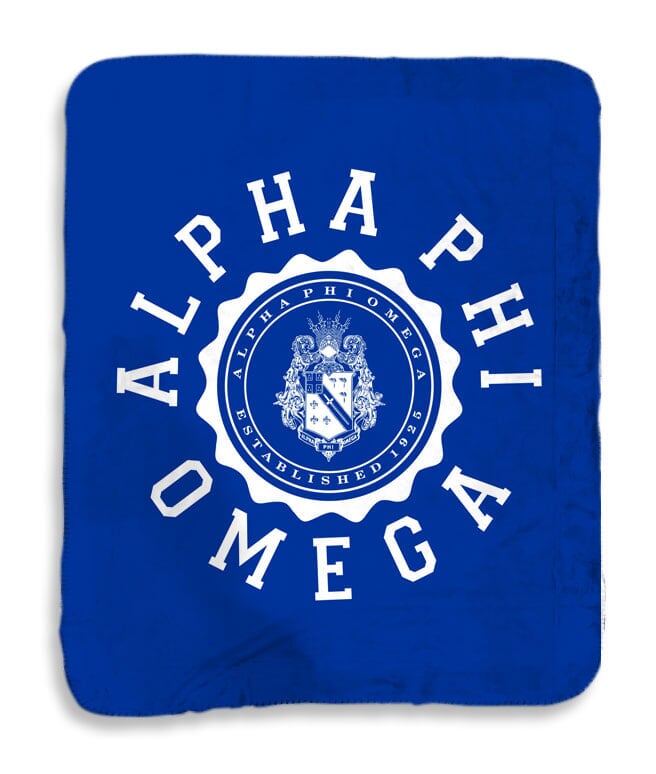 Alpha Phi Omega Seal Sherpa Lap Blanket SALE $59.99. - Greek Gear®