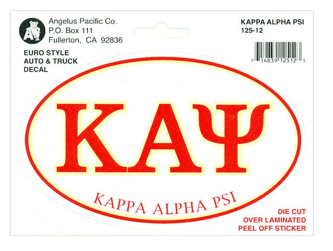 Kappa Alpha Psi Euro Decal Oval Sticker SALE $4.95. - Greek Gear®