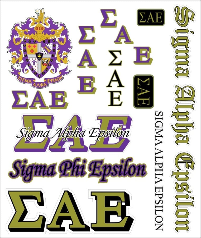 Sigma Alpha Epsilon Multi Greek Decal Sticker Sheet SALE $15.99 ...