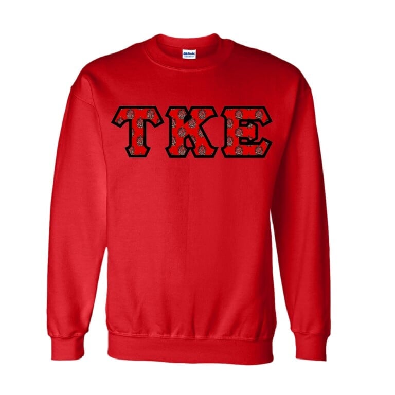 Tau Kappa Epsilon Fraternity Crest Shield Twill Letter Crewneck Sweatshirt Sale 3795
