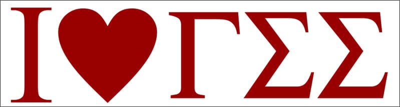 Gamma Sigma Sigma I Love Bumper Sticker SALE $4.95. - Greek Gear®