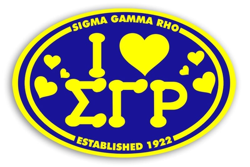 Sigma Gamma Rho I Love Sorority Sticker - Oval SALE $2.95. - Greek Gear®