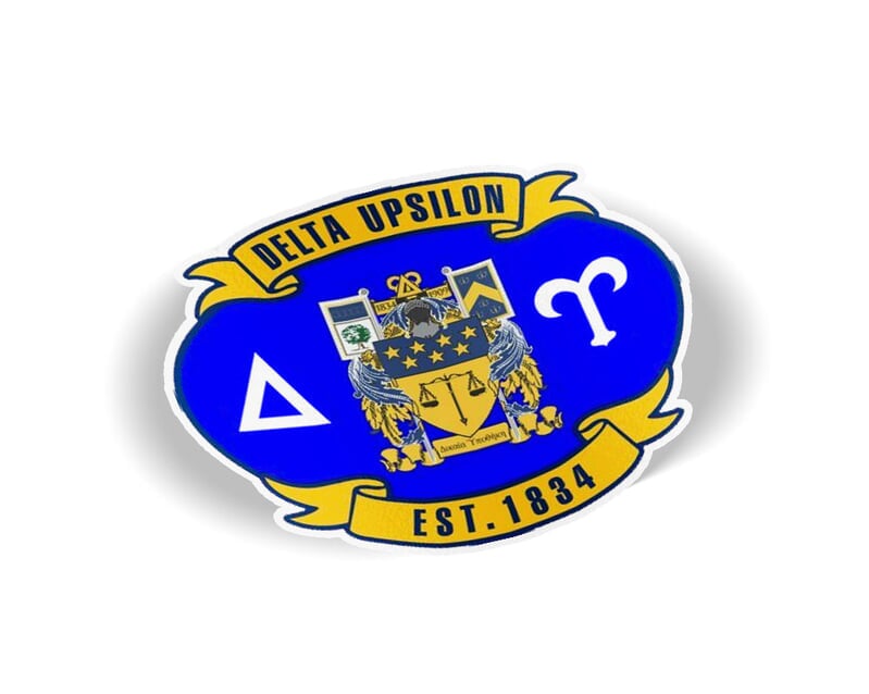 Delta Upsilon Banner Crest - Shield Decal SALE $6.95. - Greek Gear®