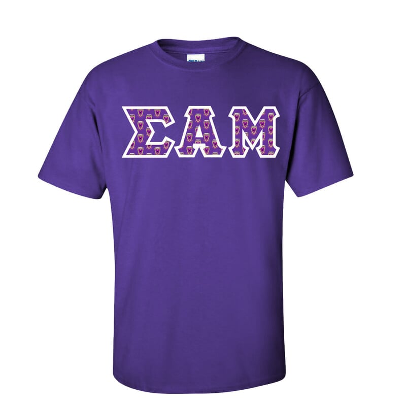 Sigma Alpha Mu Fraternity Crest - Shield Twill Letter Tee SALE $29.95 ...