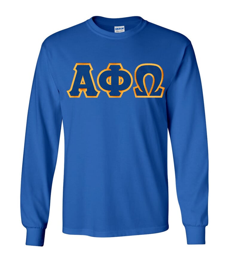 Alpha Phi Omega Lettered Long Sleeve Shirt SALE $25.95. - Greek Gear®