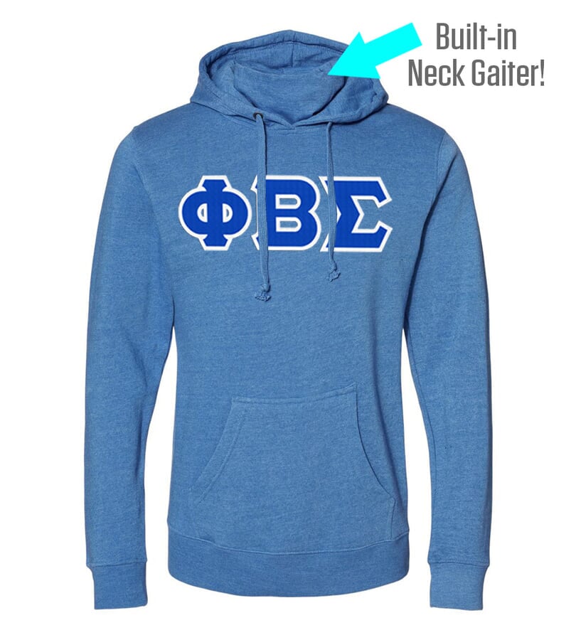 Phi Beta Sigma Lettered Gaiter Fleece Hooded Sweatshirt Sale 4499 Greek Gear®