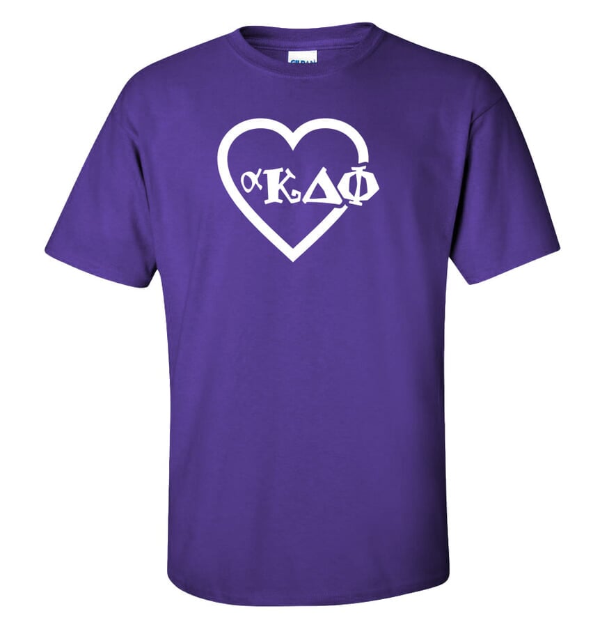alpha Kappa Delta Phi Heart T-Shirt SALE $16.95. - Greek Gear®