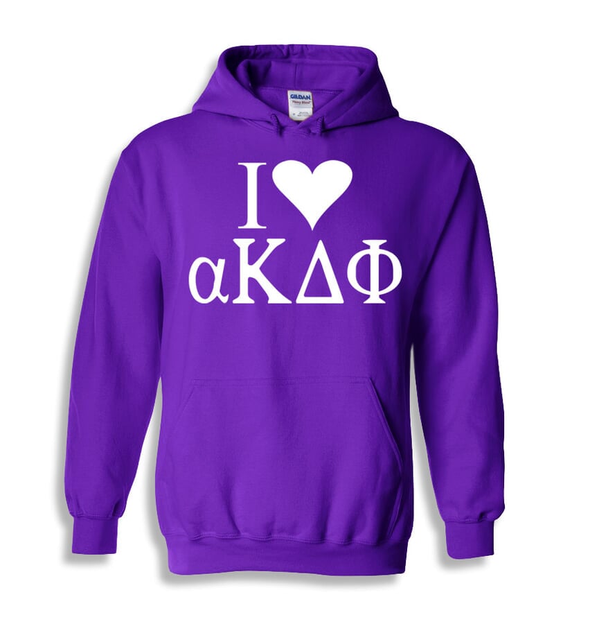 I Love alpha Kappa Delta Phi Hooded Sweatshirts SALE $34.95. - Greek Gear®