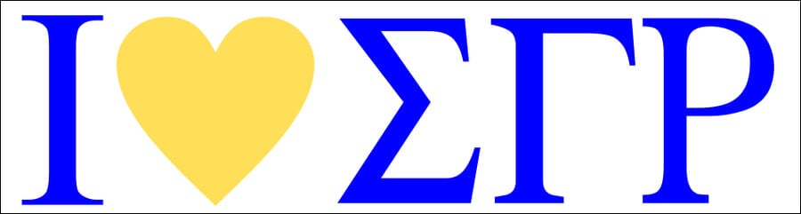 Sigma Gamma Rho I Love Bumper Sticker SALE $4.95. - Greek Gear®