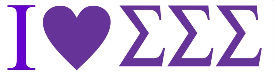 Sigma Sigma Sigma I Love Bumper Sticker SALE $4.95. - Greek Gear®