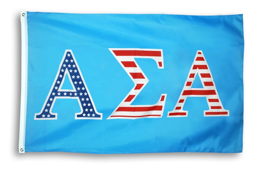 Alpha Sigma Alpha 3 X 5 USA Flag SALE $29.99. - Greek Gear®