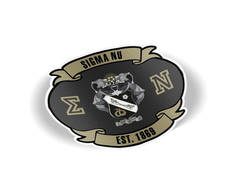 Sigma Nu Banner Crest - Shield Decal SALE $6.95. - Greek Gear®