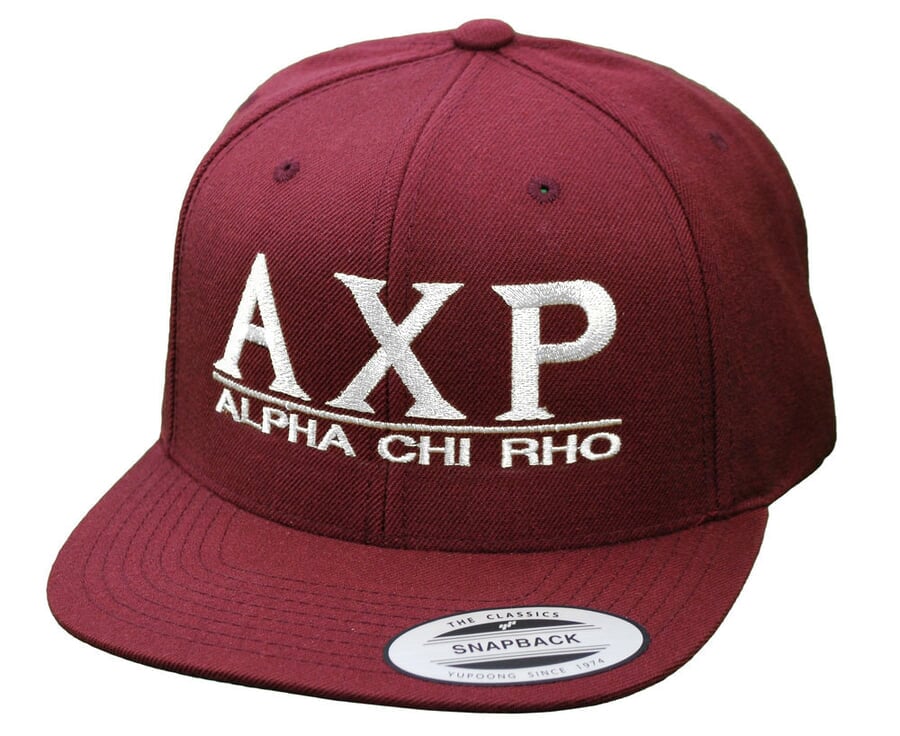 Alpha Chi Rho Flatbill Snapback Hats Original SALE $24.95. - Greek Gear®