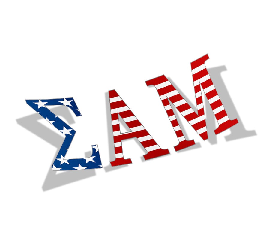 Sigma Alpha Mu American Flag Greek Letter Sticker - 2.5" Tall SALE $6. ...