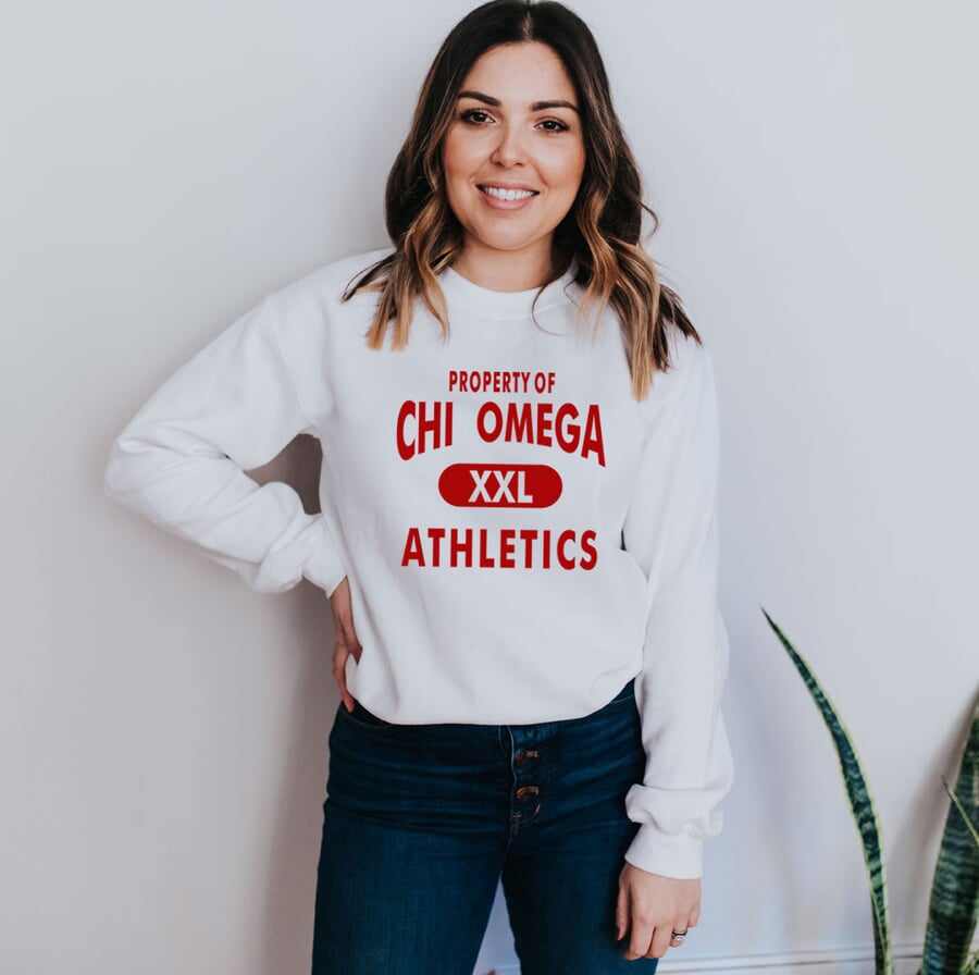 Chi Omega Athletics Crewneck Sweatshirt SALE $34.95. - Greek Gear®