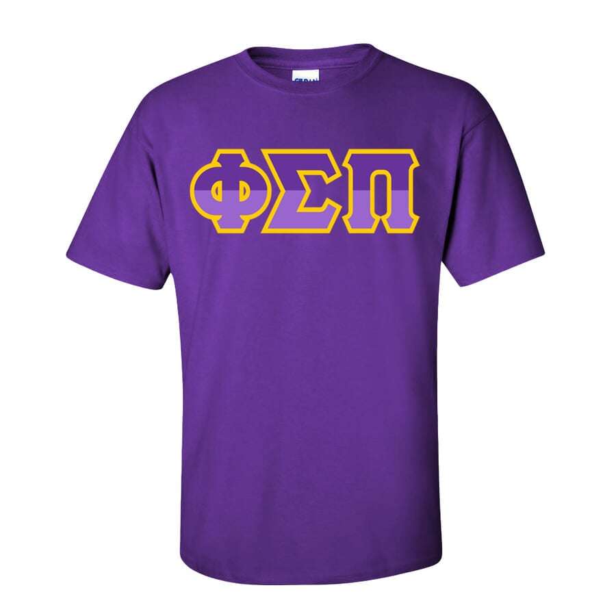 Phi Sigma Pi Two Tone Greek Lettered T-Shirt SALE $27.95. - Greek Gear®