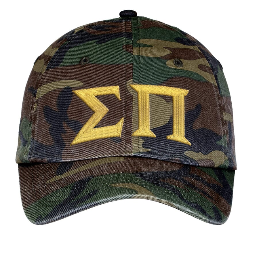 Sigma Pi Lettered Camouflage Hat SALE $21.95. - Greek Gear®