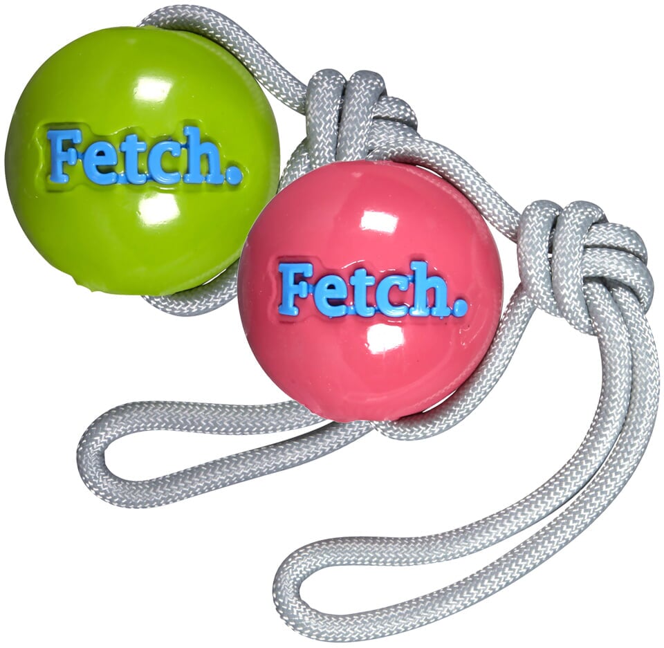 Orbee Tuff FETCH Ball w/ Rope - GREEN/PINK Asstd