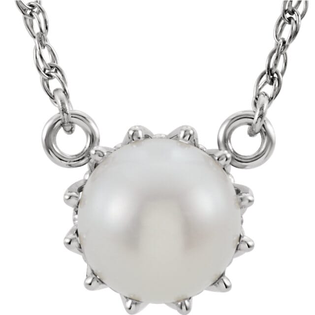 Genuine 14 Karat White Gold Freshwater Pearl 18 Necklace