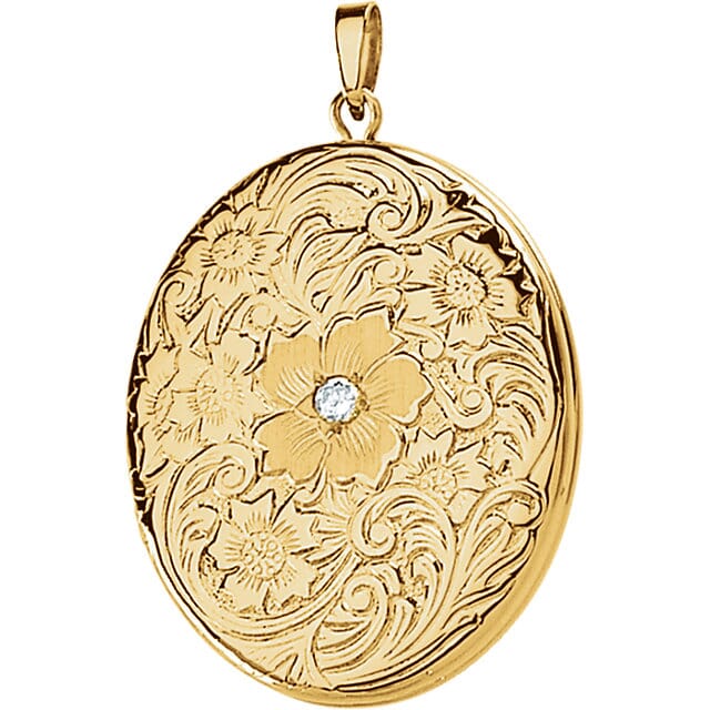 14 Karat Yellow Gold Round Genuine Diamond Locket