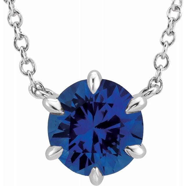Genuine Sapphire Necklace in 14 Karat White Gold Genuine Sapphire ...