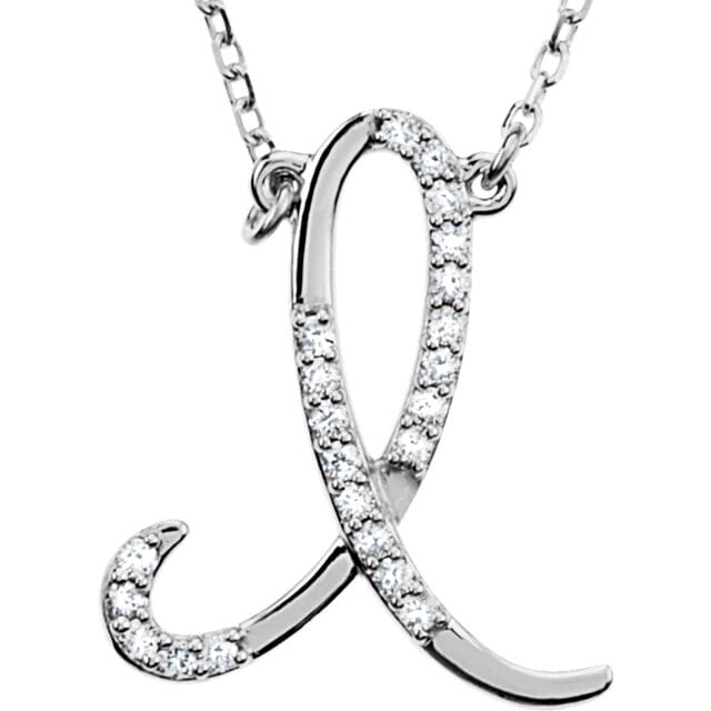 Shop Sterling Silver Letter "I" 0.12 Carat Diamonditial 16" Necklace
