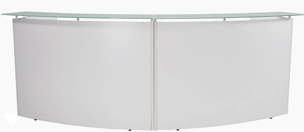 2-Person Standing Height Curved Glass Top Reception Desk in White or ...