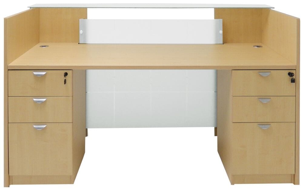 Glass Front Reception Desk w/6 Drawers