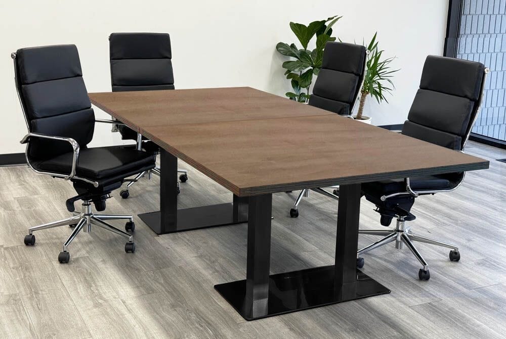 8' x 4' Modular Rectangular Conference Table w/ Steel Dual Column Bases ...