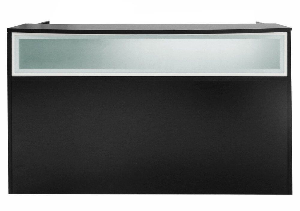 Black Reception Desk w/Frosted Glass Panel