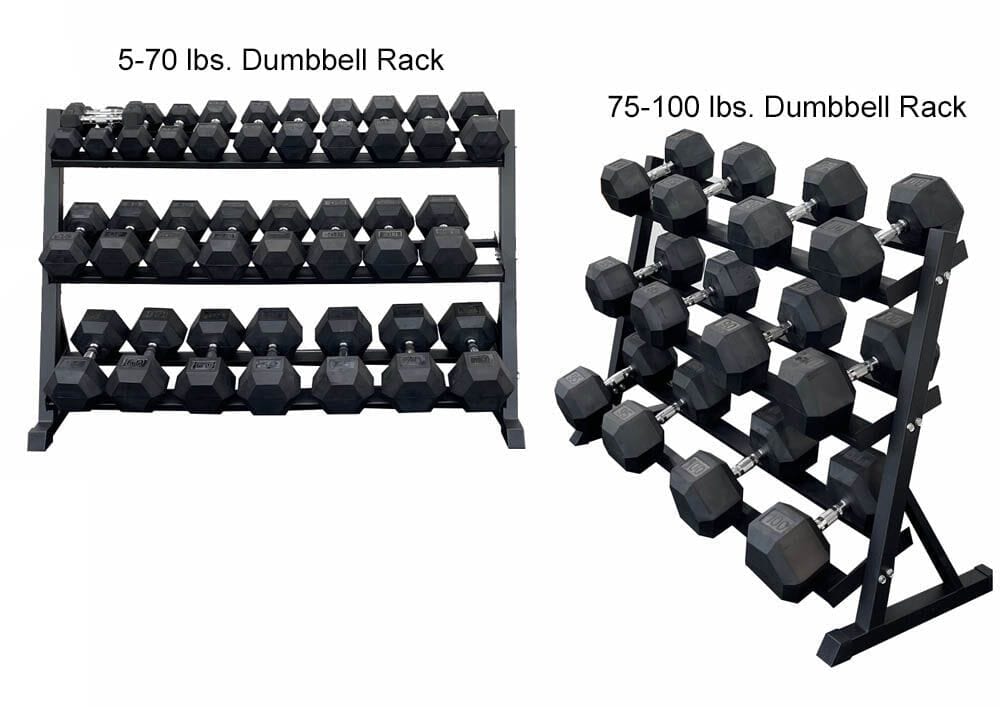5 to 100 Lb. Dumbbell Set w/ Storage Racks - 2100 lbs. Total