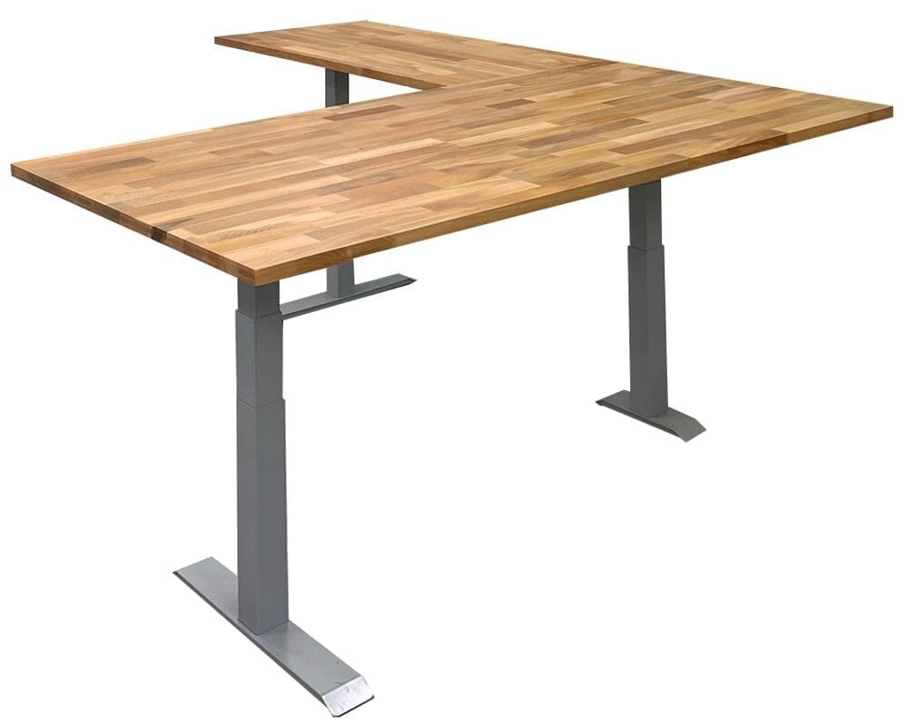 71" x 84" Solid Beech Wood L-Shaped Electric Lift Desk