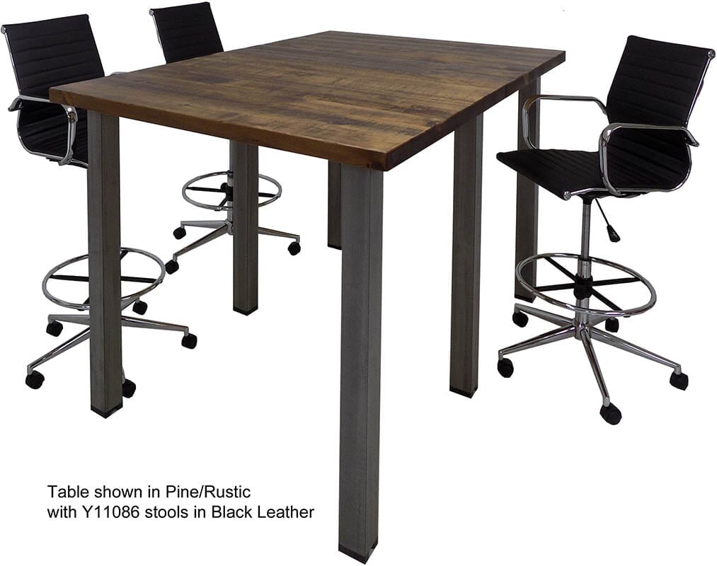 Standing Height Solid Wood Conference Table w/ Industrial Steel Legs ...