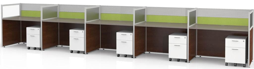 Sync Custom Cubicles - 43"H 2-Person Bench Workstation