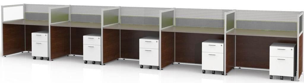 Sync Custom Cubicles - 43"H 2-Person Bench Workstation