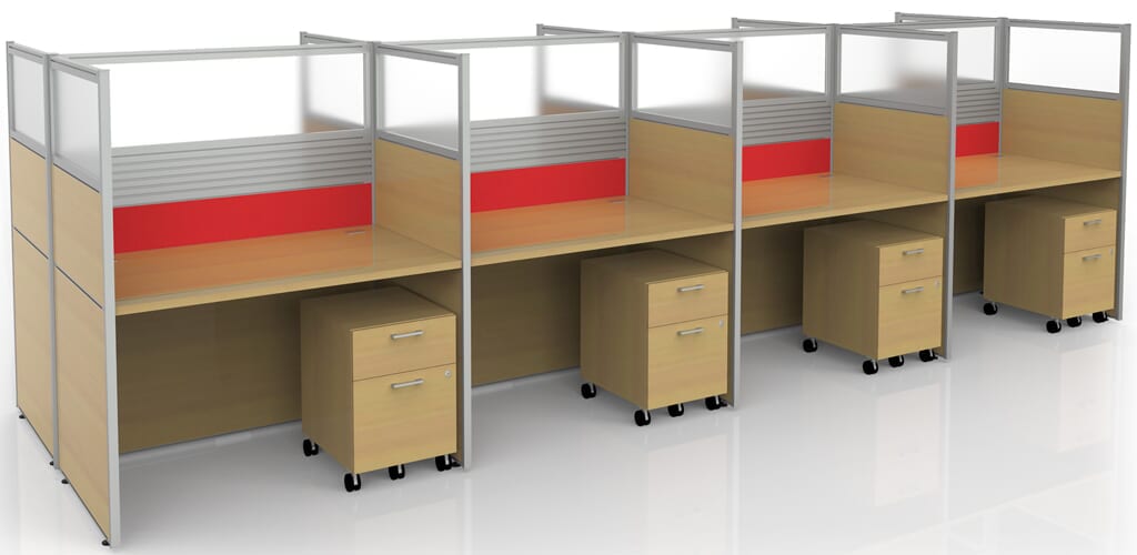 Sync Double-Sided Custom Cubicles - 57"H 8-Person Workstation