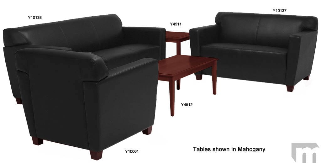 Black Leather Reception Seating - Club Chair