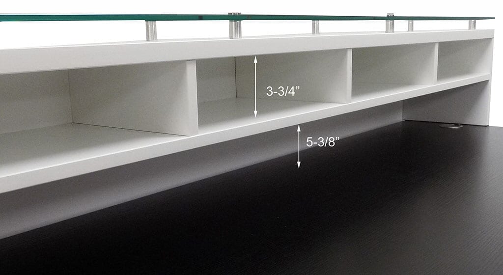 Emerge Glass Top Reception Desk w/Drawers & LED Light - 66"W x 31"D