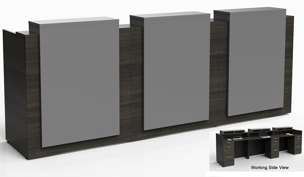 5'W Contrasts Custom Standing Height Reception Desk w/ Drawers