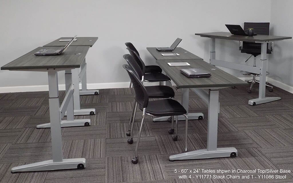 Pneumatic Adjustable Height Classroom/Training Room Mobile Table- 60"x ...