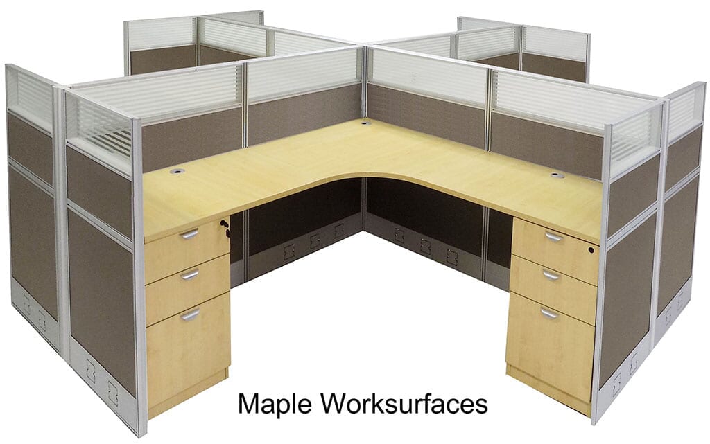 12'W x 12'D x 48"H Value Series Complete 4-Person Cluster Office ...